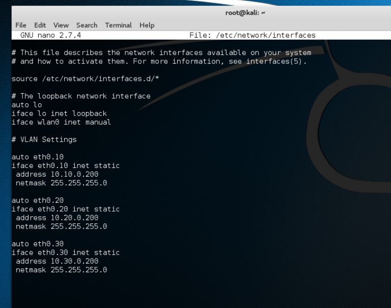 VLAN tagging in Kali Linux 2.0 - Connecting to Trunked Ports!