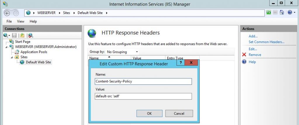 Hardening Microsoft IIS 8.5 Security Headers